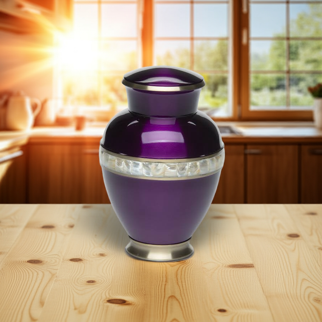 Adult Cremation Urn For Human Ashes - Deep Purple Brass Cremation Urn – Uplifting Urns